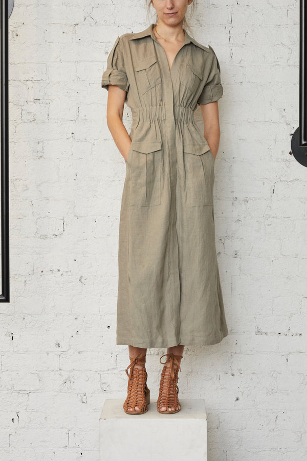 MADE TO DEMAND 6 Pocket Safari Dress - Sage - KITX