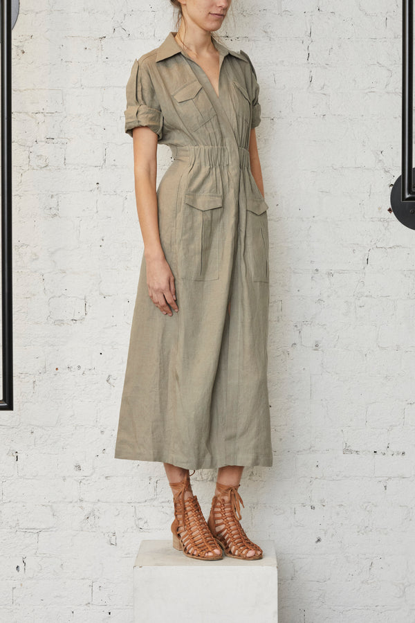 MADE TO DEMAND 6 Pocket Safari Dress - Sage - KITX